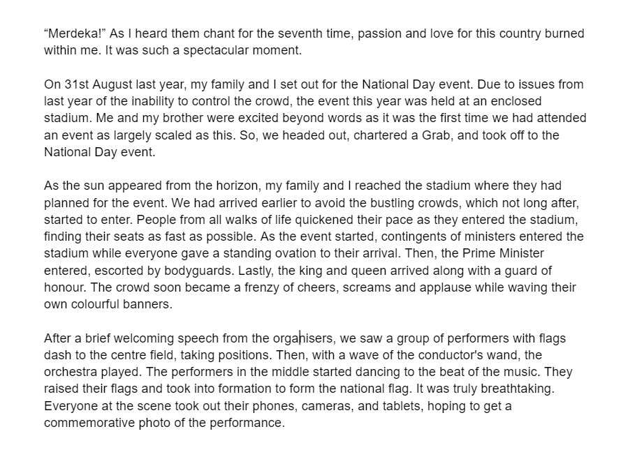 Essay: The Celebration of National Day – MASTERTUITION