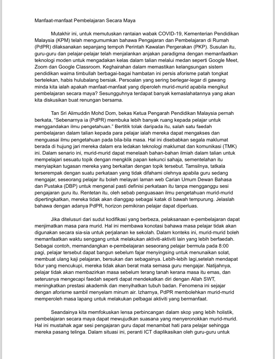 Manfaat-manfaat Pembelajaran Secara Maya – MASTERTUITION